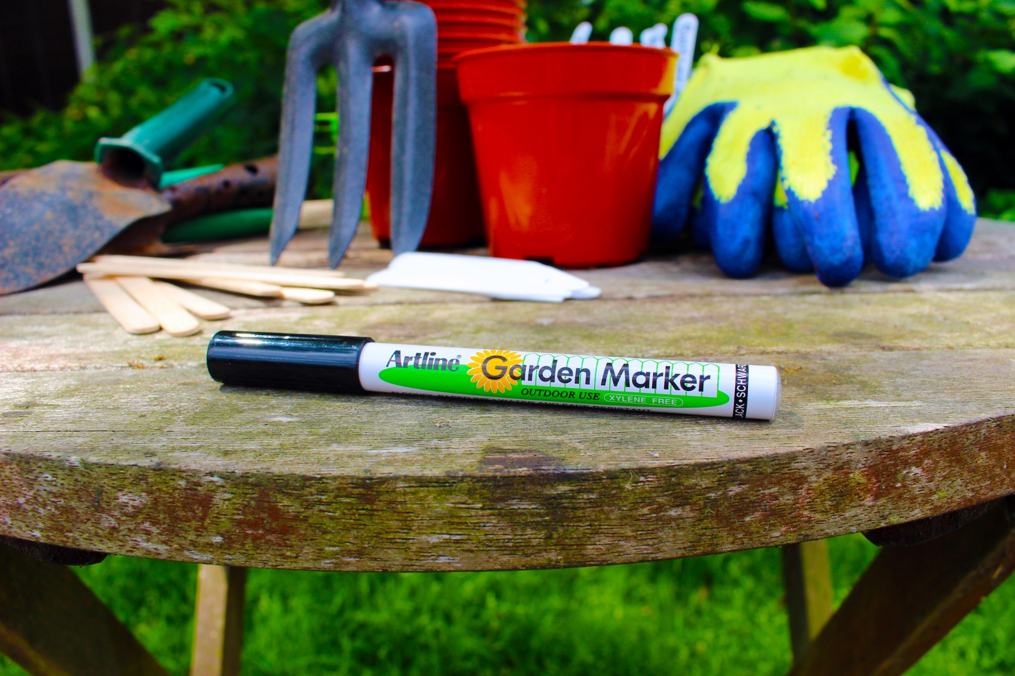 UV-resistent Garden Marker penna svart